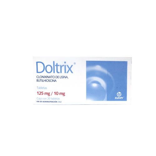 CLONIXINATO DE LISINA/BUTILHIOSCINA 125/10 mg, 20 tab, DOLTRIX | Farmasuper